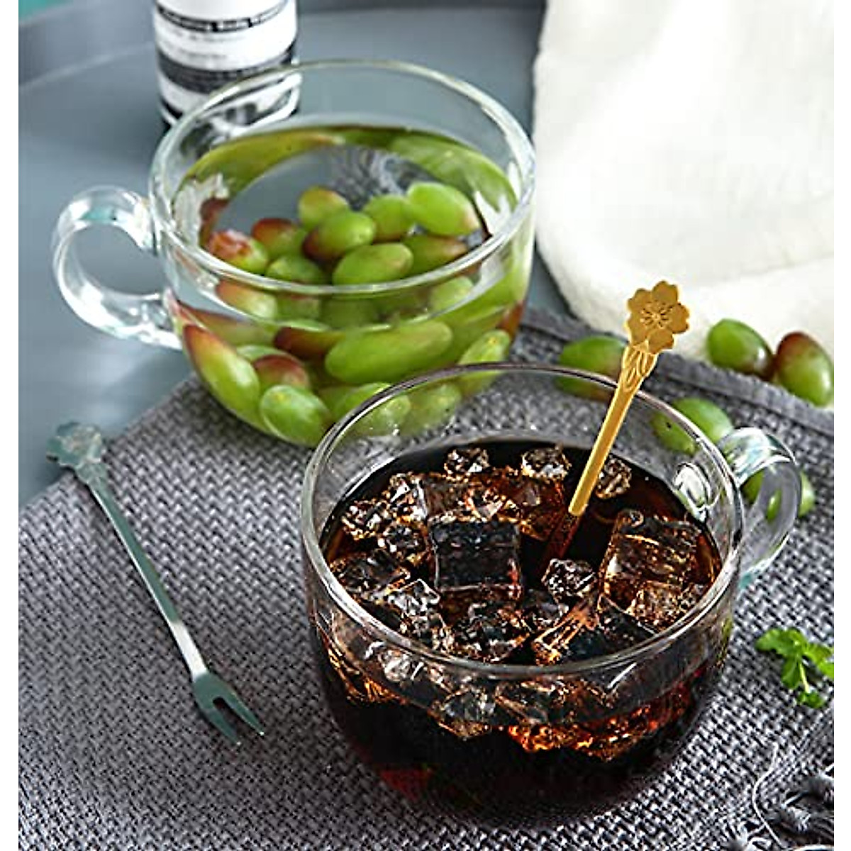 Lawei Set of 4 Glass Coffee Mug with Handle - 15 Oz Glass Jumbo Coffee Cups Clear Coffee Mug for Cappuccino, Coffee, Latte, Cereal, Milk, Ice Cream