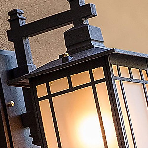 Wall Light, Wall Sconces, Black Square Outdoor Waterproof Wall Lantern Simple Die-cast Aluminum Lamp Body Wall Sconce Light Transmission Uniform Frosted Glass Lampshade Shop Shop Exterior Wall Lightin