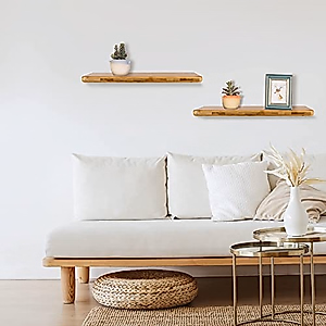 JOIKIT 4 PCS 16 Inch Bamboo Floating Shelves Wall Mounted, Bamboo Wall Shelf, Decorative Floating Shelf for Bedroom, Kitchen, Bathroom, Living Room