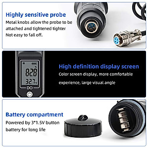 RCYAGO Portable Dissolved Oxygen and Temperature Meter, DO Range: 0-40.00 mg/L, 0.1 mg//L Resolution, Digital Dissolved Oxygen Meter with Electrode Filling Fluid (No Backlight)