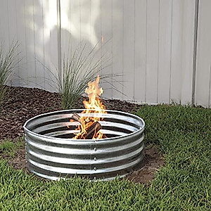 Backyard Creations 36 Inch Round Steel Firepit Burning Outdoor Camping Fire Ring | Ideal for Garden and Patio Lawn Fireplace, Silver, 36.02 x 36.02 x 13.19 inches