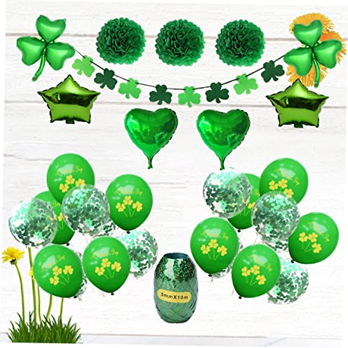 jojofuny 1 Set white ballons white balloons st patricks day balloons irish carnival latex balloons paper garland burlap banner balloons kit emulsion decorate pompom four leaf props