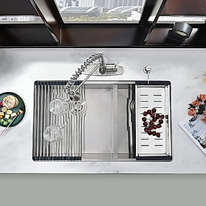 33 Undermount Workstation Kitchen Sink - iAnomla 33 x19 Inch Undermount Kitchen Sink 16 Gauge Ledge Workstation Stainless Steel 60/40 Double Bowl Kitchen Sink with Cutting Board