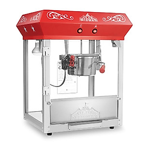 Olde Midway Bar Style Popcorn Machine, 4-Ounce Popcorn Maker Popper, Red