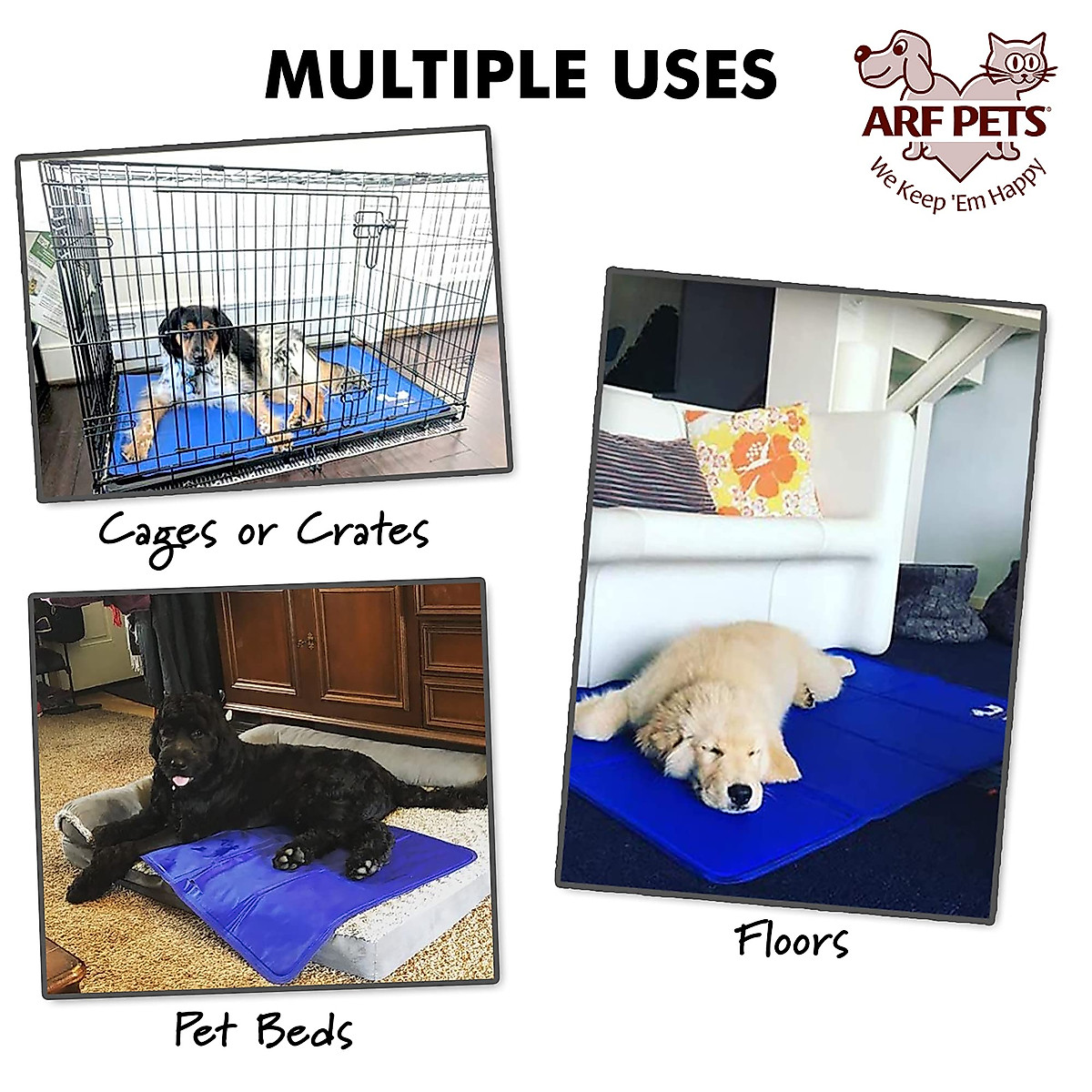 Arf Pets Dog Cooling Mat 23” x 35” Pad for Kennels, Crates, Beds, Non-Toxic, Durable Solid Self Cooling Gel No Refrigeration or Electricity Needed
