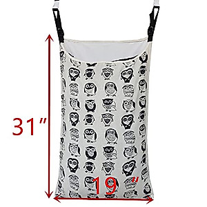 HDHYK Adjustable Space Saving Door Hanging Laundry Hamper Bag with Over Door Hooks for Dirty Laundry