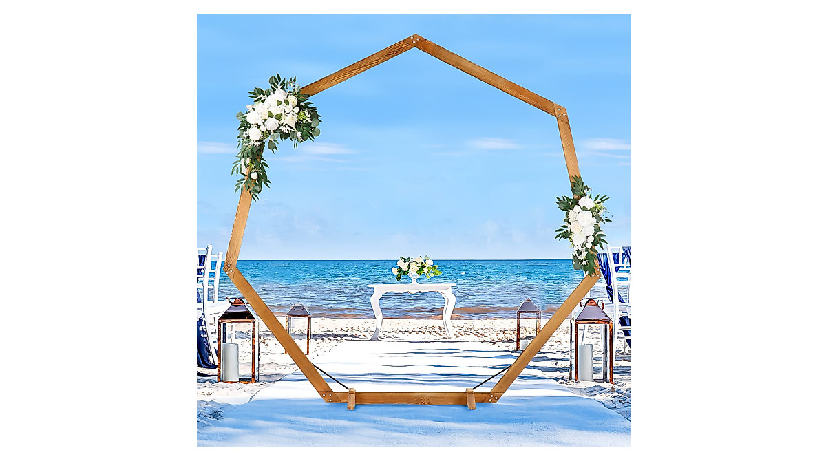 Heptagonal Wooden Arch for Elegant Weddings - 7.2FT