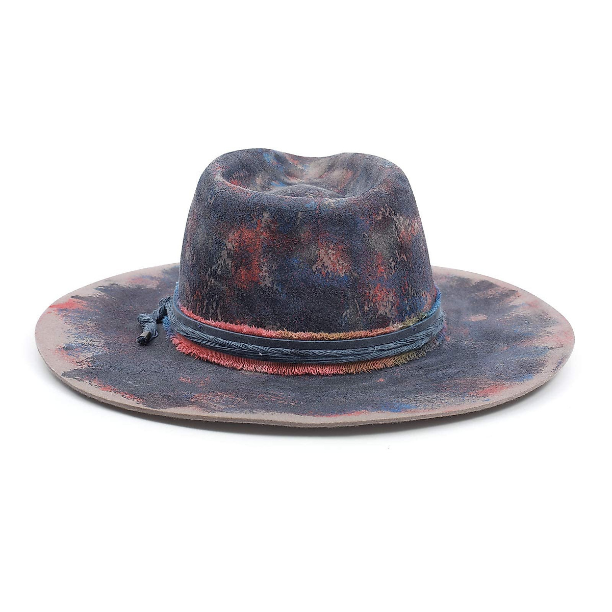 Vintage Wide Brim Distressed Beach Hat Fedoras Hat Classic Rancher for Men Women Wide Brim Roll with Lightning Logo