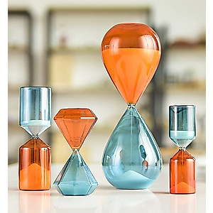 Falytemow 45 Minutes Double-Color Hourglass Translucent Glass Sand Timer, for Kitchen Child Brushing Teeth School Teaching