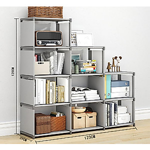Kids Bookshelf Bookcases 9 Cube Book Shelf Organizer Bookcase Gray DIY for Bedroom Classroom