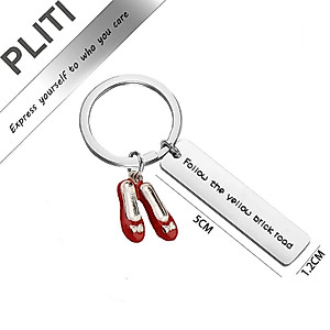 PLITI High School Graduation Gift for Her Follow The Yellow Brick Road Red Shoes Keychian Follow Your Dreams Motivational Inspirational Gift (Follow Brick Road Key)