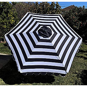 BELLRINO DECRO Black/White Scalloped Edge Replacement Edge Umbrella Canopy for 9ft 6 Ribs (Canopy Only) C004-6BW-BLACK
