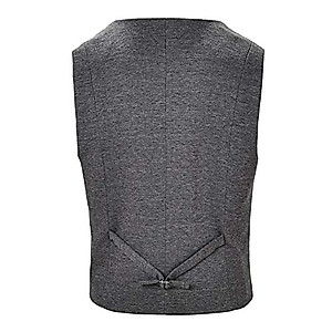 BOTVELA Mens Casual Dress Vest 4 Button Waistcoat (Grey, XX-Large)