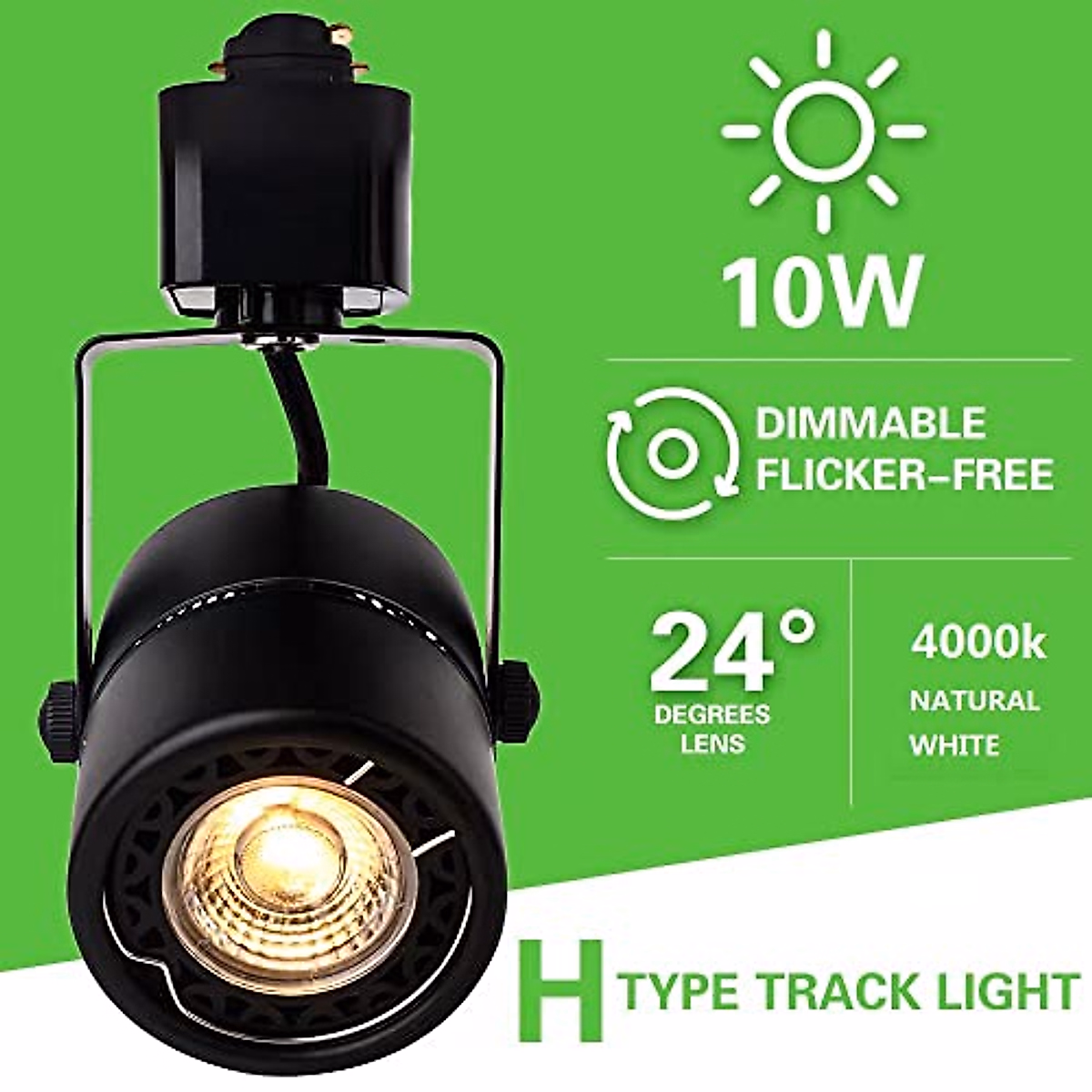 INTWELL 10W H Track Lighting Heads,Dimmable LED Track Light Heads for Accent Retail Artwork,4000K Netural White, Linear Track Light H Type - 120V 24°Angle Halo Type 16Pack (Black)