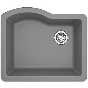 Karran QU-671 Undermount Quartz Composite 24 in. Single Bowl Kitchen Sink in Black