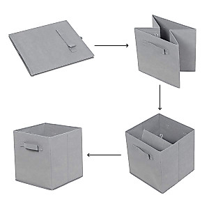 MAX Houser Storage Bins Cubes Baskets Containers with Dual Handles for Home Closet Bedroom Drawers Organizers,Foldable,10.5x10.5x11 Inches,Set of 6