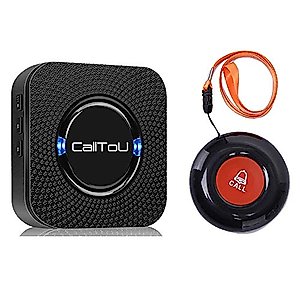 CallToU Caregiver Pager Wireless Call Bell Alert Button for Seniors/Elderly/Patients 1 Plugin Receiver 1 Waterproof Transmitter