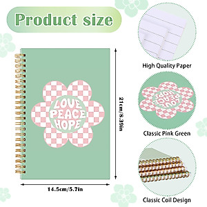Cholemy 4 Pack Pink Green Notebooks Aesthetic Notebooks A5 Size 5.7 x 8.3 Inch Cute Aesthetic Notebook Spiral Travel Journal for Women Lined Paper
