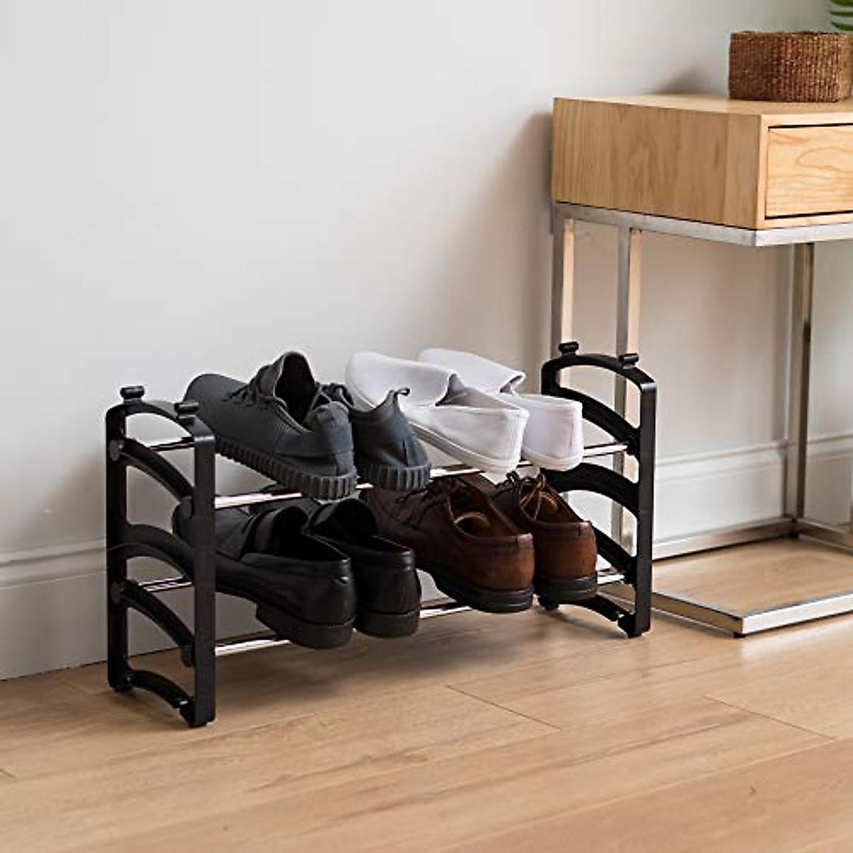 IRIS USA 2-Tier Shoe Rack, Up to 6 Pairs, Shoe Organizer for Closet Entryway Small Space, Shoe Storage Shelf, Tall Metal Shoe Rack, Shoe Stand, High-Heels