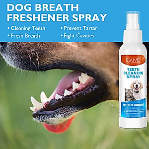 Dog Breath Freshener, Dog Teeth Cleaning Spray, Freshens Breath Instantly, Dog Dental Spray, Pet Fresh Breath Dental Spray, Dog Mouthwash Without Brush Fights Tartar (1pack)