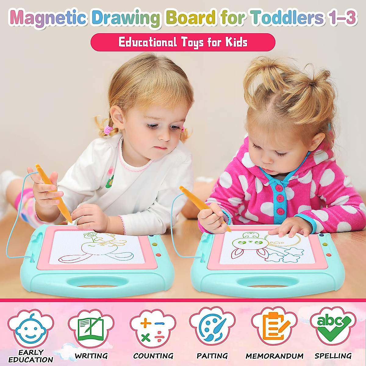 Toys for 1-2 Year Old Girls,Magnetic Drawing Board Toddler Toys for Girls Boys,Erasable Doodle Board Kids Toys,Birthday Gifts for 1 2 3 Year Old Girl