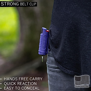 Police Magnum Keychain Pepper Spray Self Defense Belt Clips- Law Enforcement Strength OC- Safety Key Chains for Women & Men- Made in The USA-2 Pack Purple INJ
