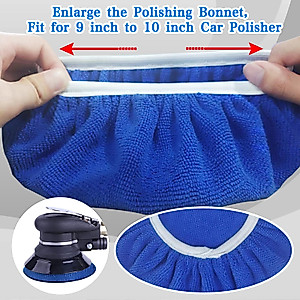 Buffing Bonnets for 9 to 10inch, 12pcs Polishing Bonnets 9-10 inch, Buffer Bonnets kit, Waxers Bonnet Set, Polishing Pads Bonnet, Car Buffer Bonnet, for Most 9 to 10 Inches Orbital Buffer Polisher