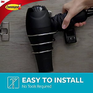 Command Hair Dryer Holder, Satin Nickel, 1-Holder, 2-Water-Resistant Strips, Organize Damage-Free