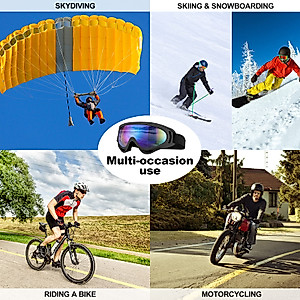 SixYard Ski Goggles, Motorcycle Goggles, 3 Pack Snowboard Snow Goggles for Men Women Adult Youth (Style 2)