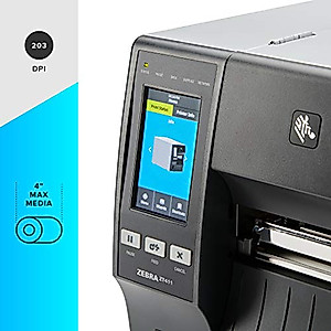 ZEBRA ZT411 Thermal Transfer Industrial Printer 203 dpi Print Width 4 in Serial USB Ethernet Bluetooth ZT41142-T010000Z