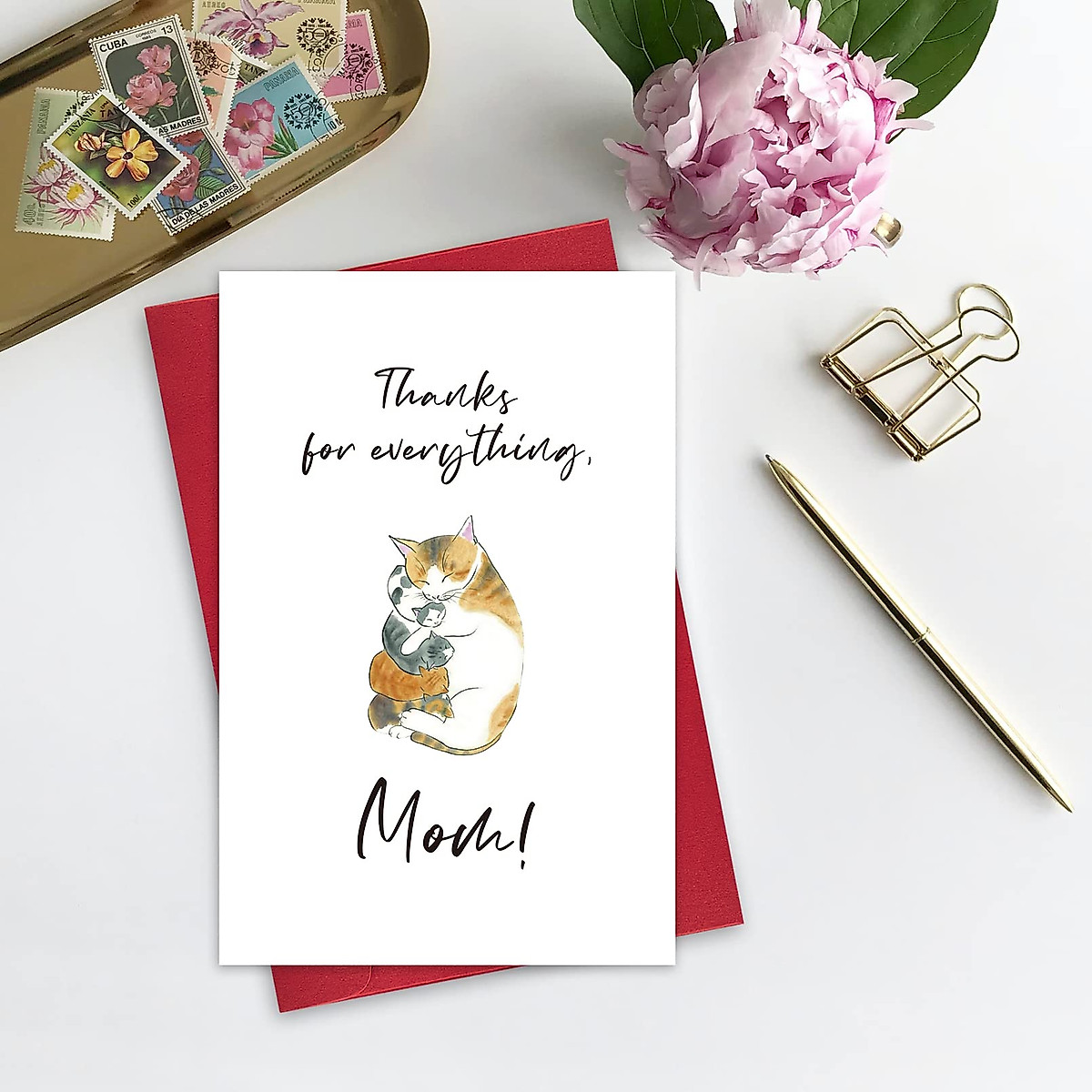 Ulbeelol Thanks for Everything Card for Mom, Happy Mothers Day Card, Cute Cats Birthday Card for Mom