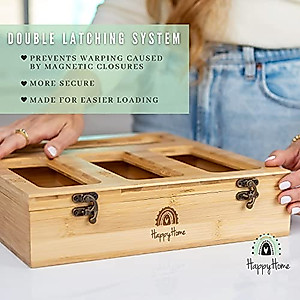 HappyHome Storage Bag Organizer for Kitchen Drawer - Sturdy & Stylish Bamboo Baggie Organizer - Fits Any Brand Gallon, Slider Quart, Sandwich & Snack - Plastic Bag Organizer with Wall Mount Hardware