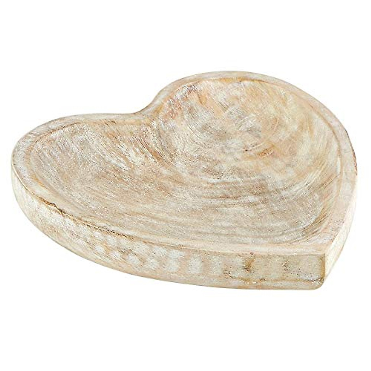 47th & Main Creative Brands Carved Heart-Shaped Wooden Bowl, Large, White