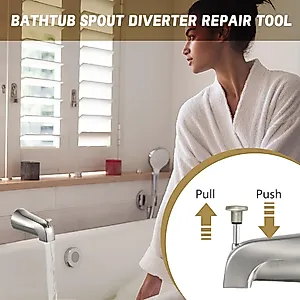 Nkiy Quen Set of 4 Tub Spout Diverter Repair Kit with Wire Drawing Surface-Bathtub Spout with Diverter Repair Kit-Tub Faucet Repair Replacement Parts for Broken or Leaking Repairs