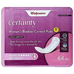 Walgreens Certainty Women's Bladder Control Pads, Maximum Absorbency, Long Length 64 ea (4)