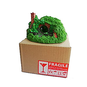 DUGUWEI Aquarium Decoration Small Animal Hideout House Fish Tank Ornament Reptile & Insect Shelter Cage (5.5''x4.7''x3.4'')