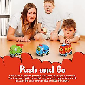 Toysery 6 Set City Cars and Trucks Toddler Toys, Pull Back Vehicles Toy Cars for Kids, Ambulance Toy, Police Car Toy, Crane, Agitating Lorry, Fire Engine Girl and Boy Toys, Friction Car Toy Play Set