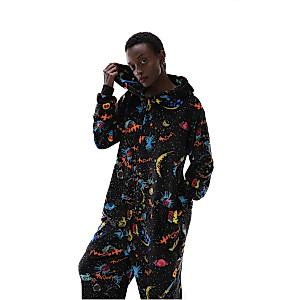 COSUSKET Snug Fit Flannel Onesie Pajamas for Women Tie Dye Costume