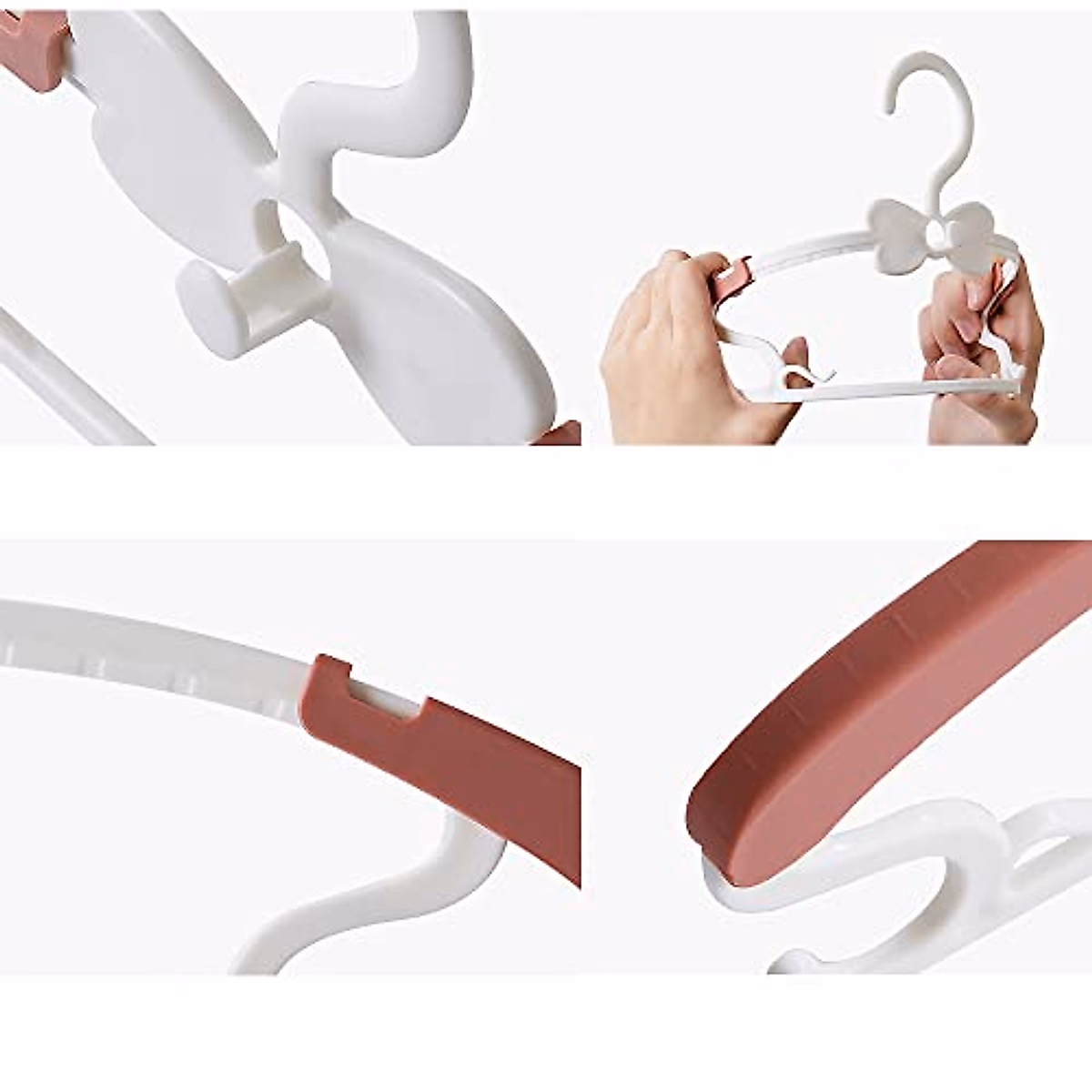 Baby Hangers for Nursery, 20 Pack Kids Hangers with 6 Clothing Dividers, Baby Clothes Hangers, Non-Slip Stackable Plastic Infant Pant Newborn Children Coat Hanger for Girls Toddler Child Pink