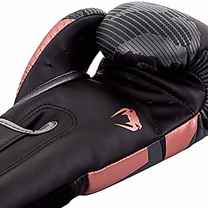 Venum Elite Boxing Gloves - Black/Pink Gold - 8 Oz