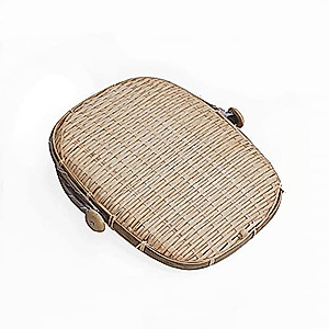 13" Rectangular Bamboo Serving Food Tent Basket Picnic Basket Fruit Basket with net Cover Insect Proof