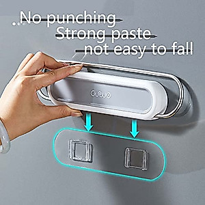 Wall Mounted Slipper Rack Organizer Towel Bar with Sticky Hanging Strips Convenient Self-Adhesive(10.2", Grey)