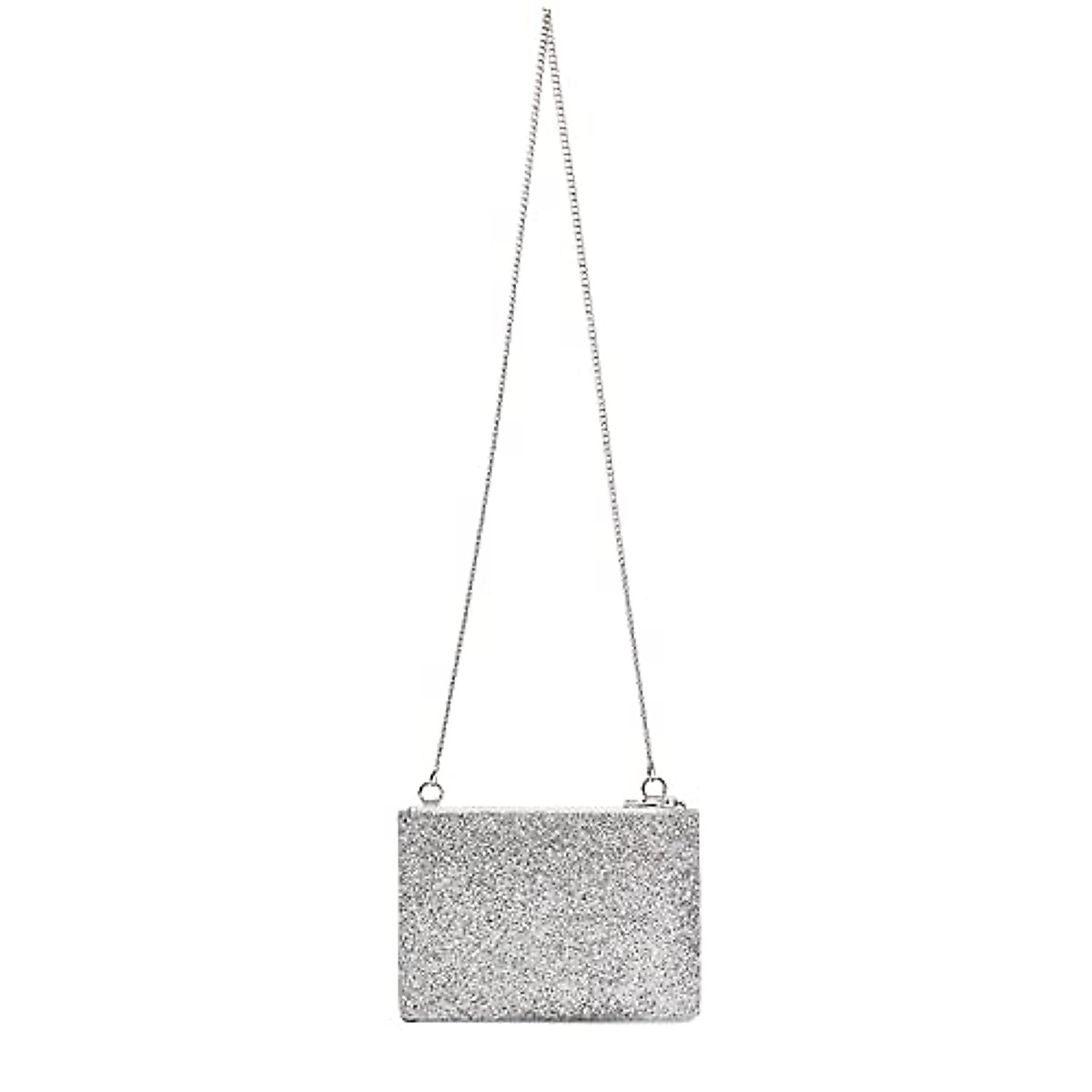 LAM GALLERY Sparkling Silver Evening Clutch Handbag Bling Small Crossbody Chain Bag Glitter Shoulder Tote Bag for Womens - Chain Style