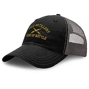 Richardson Trucker Mesh Hat Us Army Field Artillery B Embroidery Cotton Dad Hats for Men & Women Snapback Black Charcoal