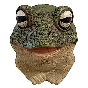 Top Brass Chunky Frog Key Hider Figurine - Cute Toad Garden Statue with Secret Compartment - Indoor / Outdoor