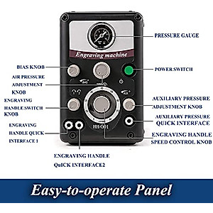 Dual-Head Pneumatic Jewelry Engraver Machine 110V 60Hz Pneumatic Hand Engraving Machines 400-8000 RPM Pneumatic Graver Handpiece Micro Engraer for Jewelry Crafts and Wrought Iron