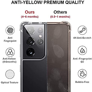 KIOMY Galaxy S21 Ultra Case Crystal Clear Shockproof Bumper Protective Cell Phone Cover Hybrid Design Hard PC Back with Flexible TPU Raised Bezel & Enhanced Corners for Samsung Galaxy S21 Ultra 5G 6.8