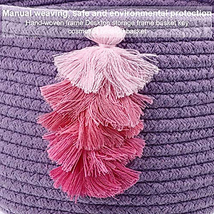 Nursery Basket Natural Cotton Rope Woven Bin Baby Hamper Basket for Laundry Baby Clothing Diapers Purple