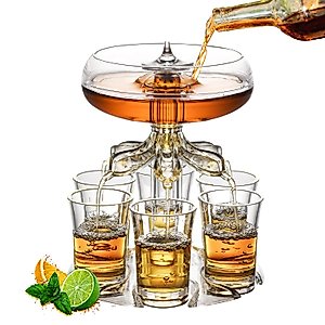 Gmaxty 6 Shot Glass Dispenser and Holder, Shot Glass Dispenser,Shot Dispenser with 6 Shot Glasses,Drink Dispenser for Parties,Drinking Games, Bars, and Hosting