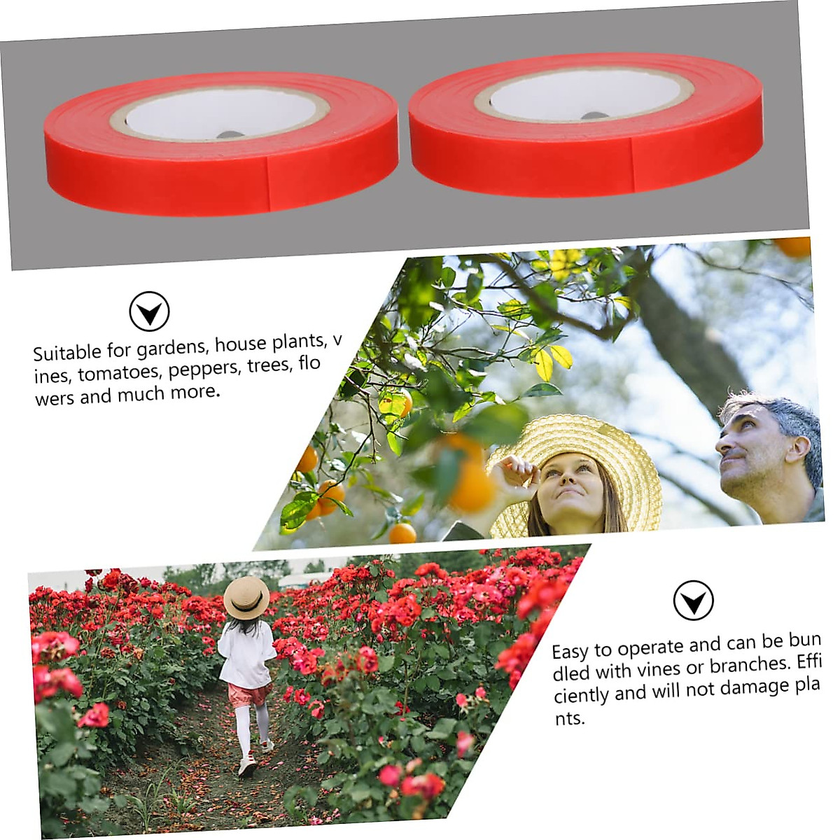 DOITOOL 10 Rolls Lapper Tape Garden Tape Tomatoes red Duct Tape Plants Garden Tape Plant tie Tape Garden tie Tape Garden Wire Floral Tape Plants Ties Blush tie PVC to Stretch Plate